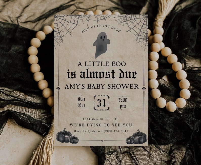 Halloween Baby Shower Invitation, Editable Template, Spooky Baby Shower ...