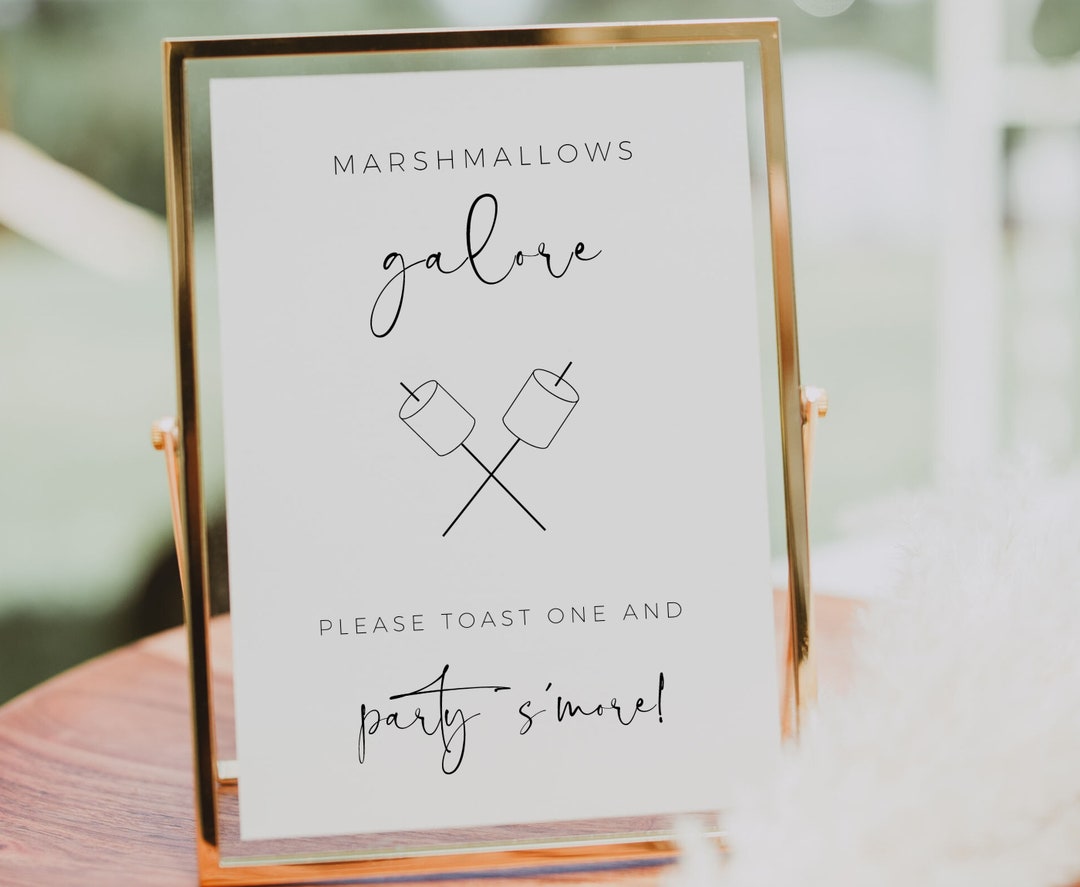 S'more Wedding Sign, S'more Bar Sign Template, Toast A Marshmallow Sign ...