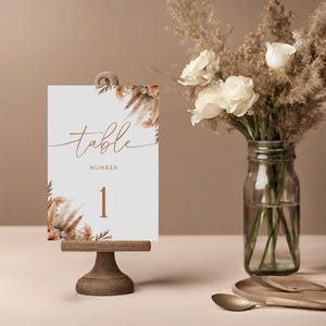 Fall Floral Table Number Card Template, Fully Editable Canva Template ...
