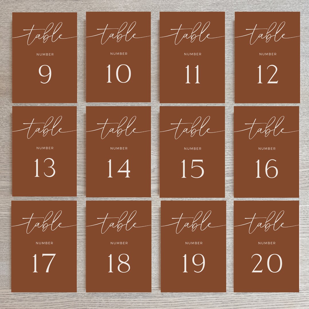 Terracotta Table Number Card Template, Fully Editable Canva Template ...