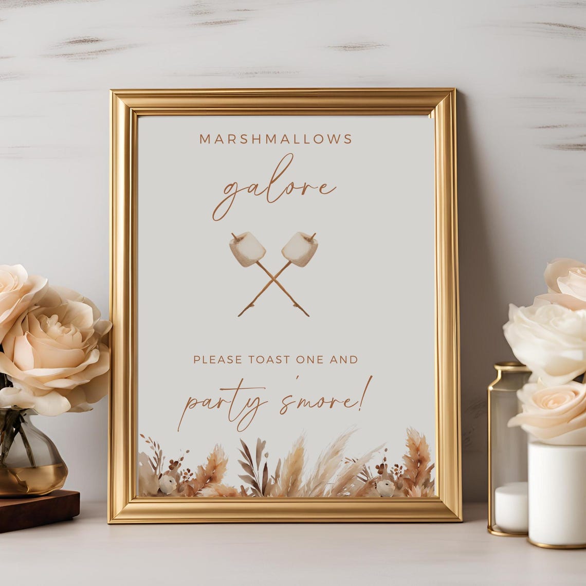 Fall Floral S'more Bar Wedding Sign, Toast A Marshmallow, Outdoor ...
