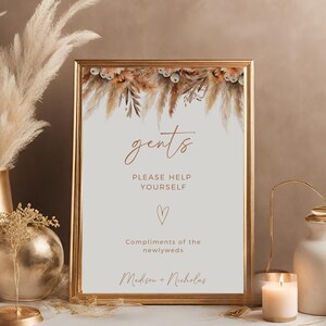 Fall Floral Wedding Bathroom Basket Sign, Reception Decor, Wedding ...