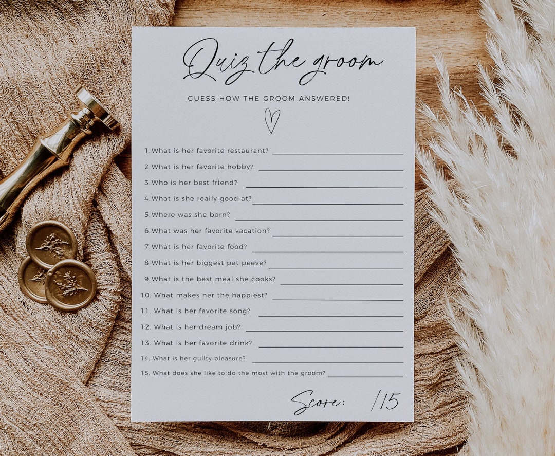 Quiz The Groom Bachelorette Party Game What Did The Groom Say Bridal