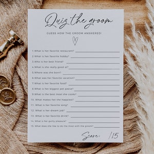 Quiz the Groom, Bachelorette Party Game, What Did the Groom Say, Bridal ...