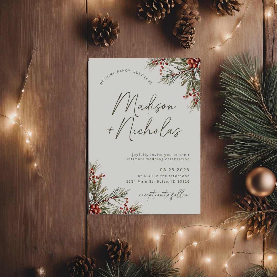 Christmas Micro Wedding Invitation, Nothing Fancy Just Love Invitation ...