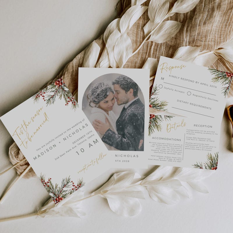 Christmas Wedding Invitations - Etsy