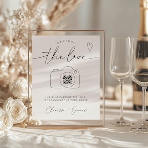 Capture the Love Wedding Sign, Fully Editable DIY Canva Template, QR ...