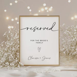 Editable Rustic Wedding Reserved Sign, Boho Minimalist Table Decor ...