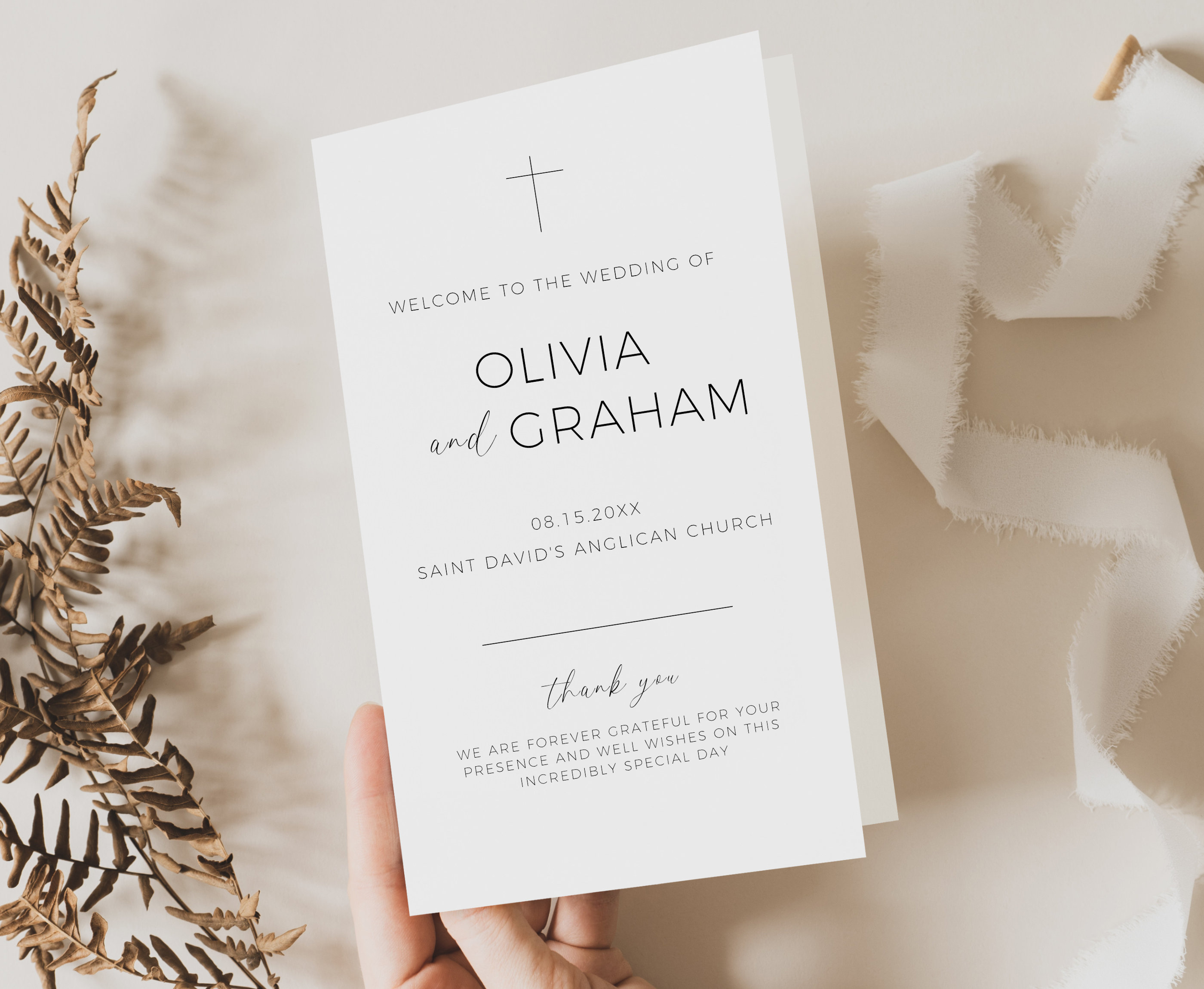 Catholic Wedding Program Template, Church Wedding, Program Template ...