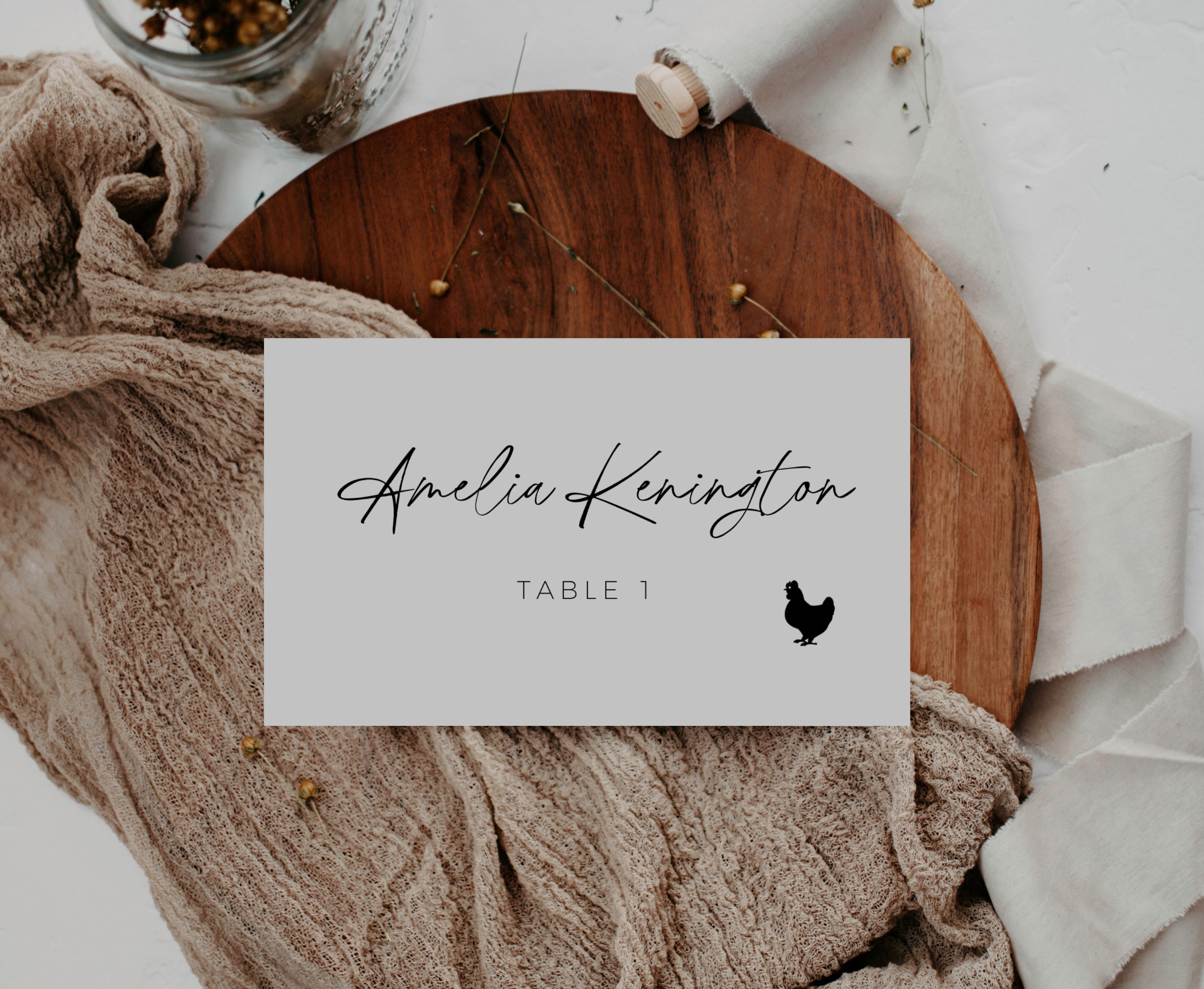 Place Cards With Meal Choice Printable Name Card Template - Etsy