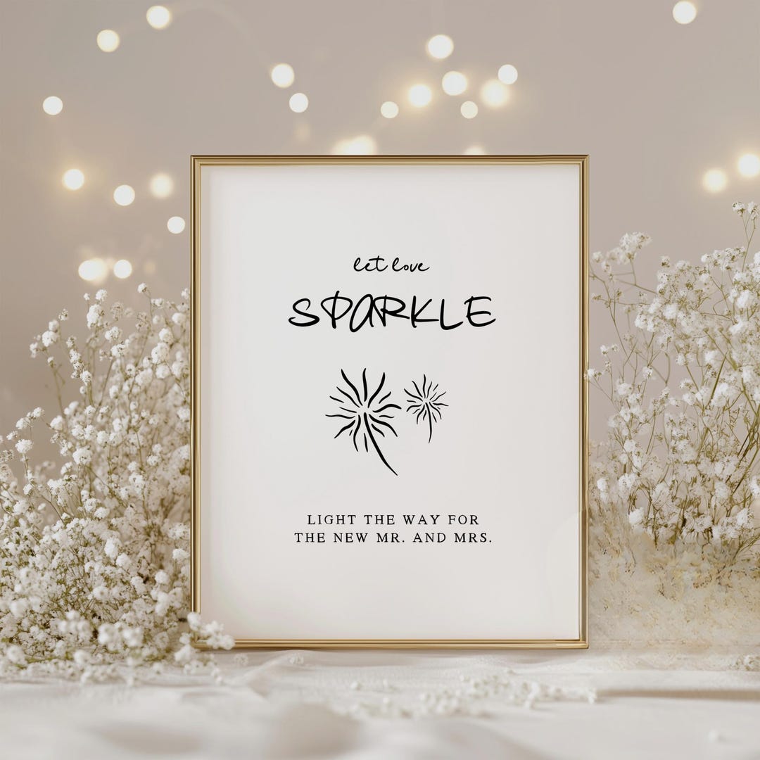 Editable Handwritten Sparkler Send off Sign, Let Love Sparkler Template ...