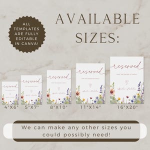 Colorful Wildflower Reserved Table Sign, Floral Reserved Table ...