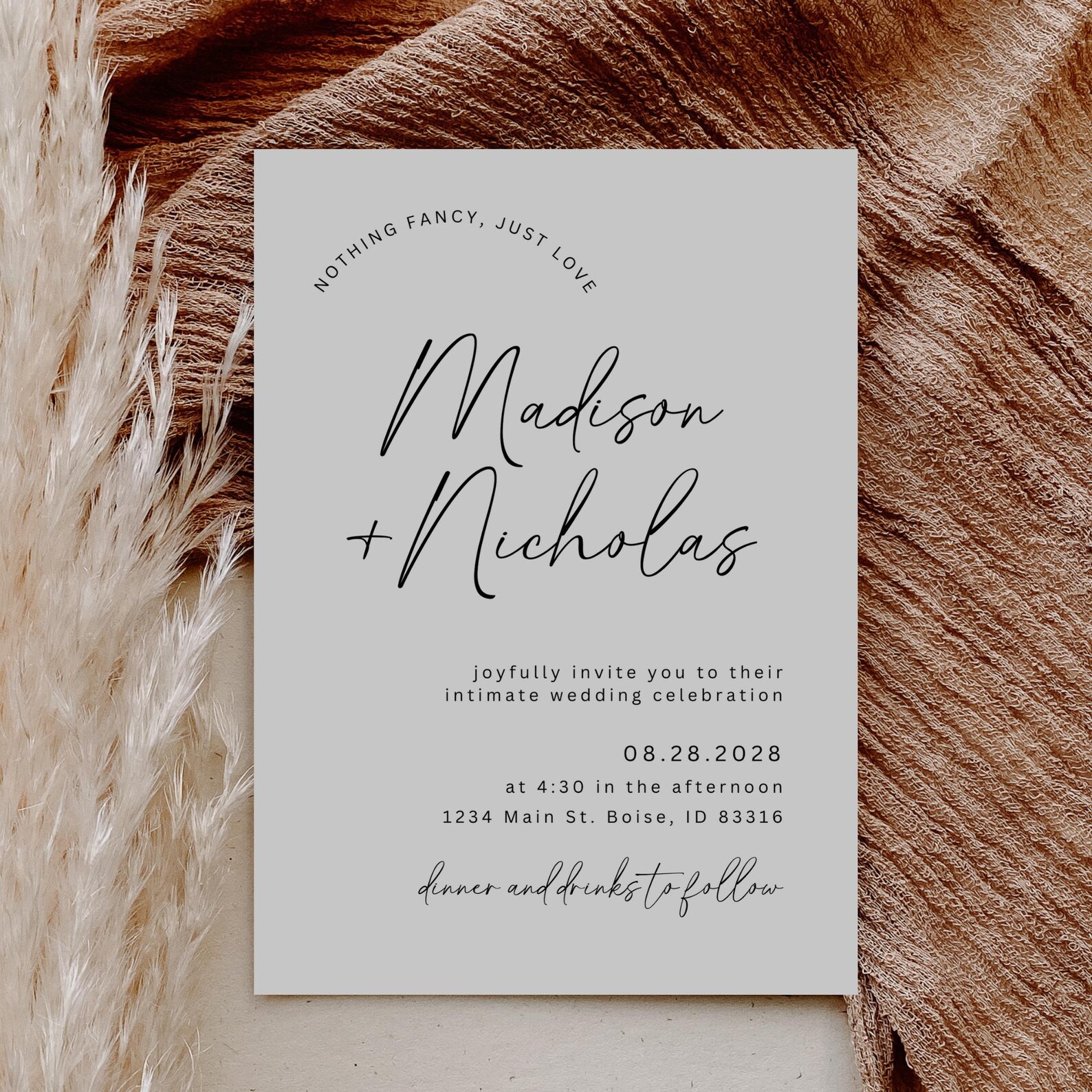Nothing Fancy Just Love Invitation, Elopement Reception Invitation ...