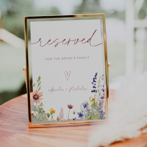 Colorful Wildflower Reserved Table Sign, Floral Reserved Table ...