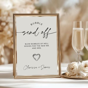 Minimalist Wedding Bubble Exit Sign, Editable Canva Template, Printable ...