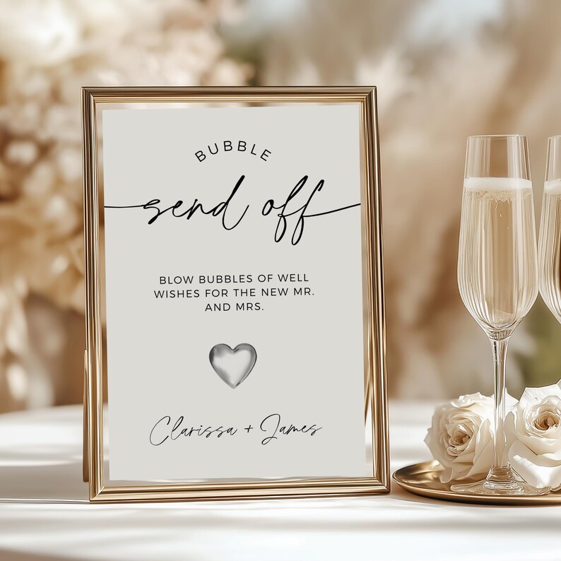 Minimalist Wedding Bubble Exit Sign, Editable Canva Template, Printable ...