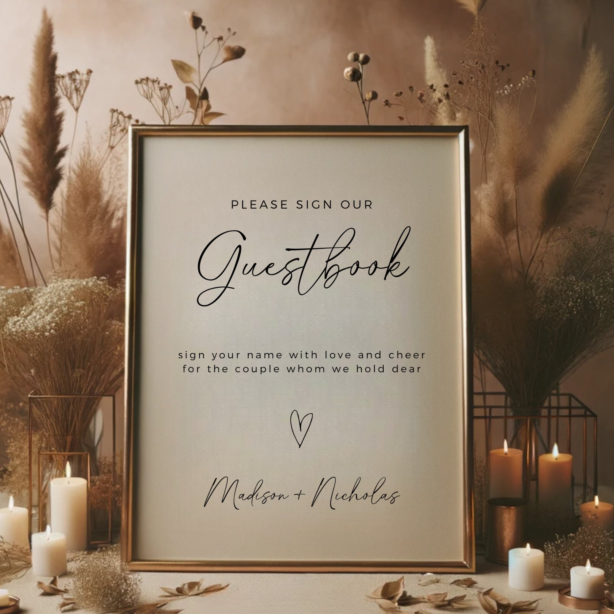Minimalist Guest Book Sign Please Sign Our Guest Book Boho - Etsy