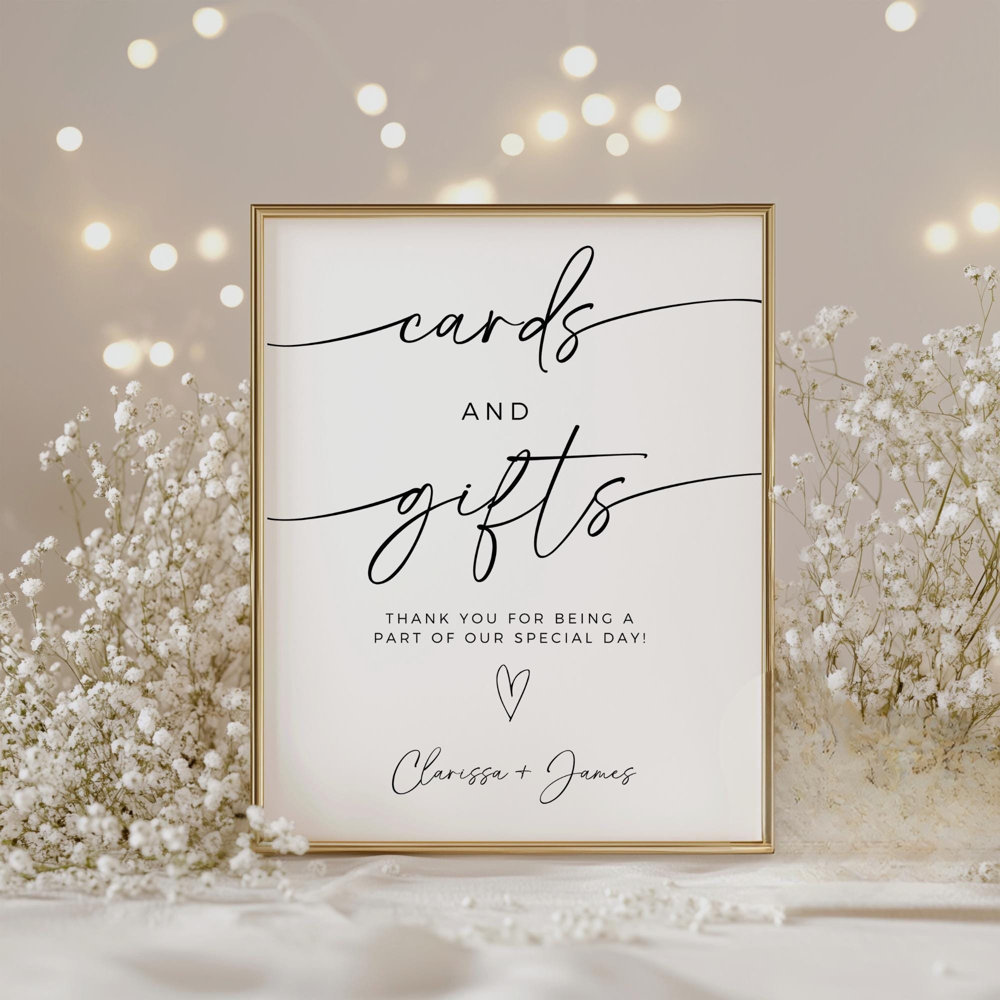 Minimalist Cards and Gifts Sign, Rustic Wedding Gift Table Sign, Fully ...