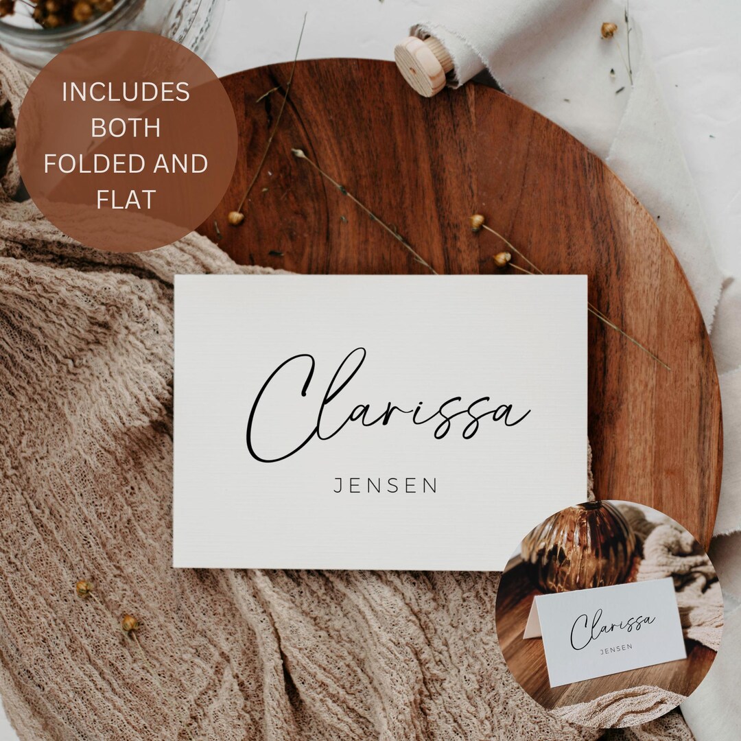Fully Editable Name Card, Minimalist Place Card, Printable Name Cards ...