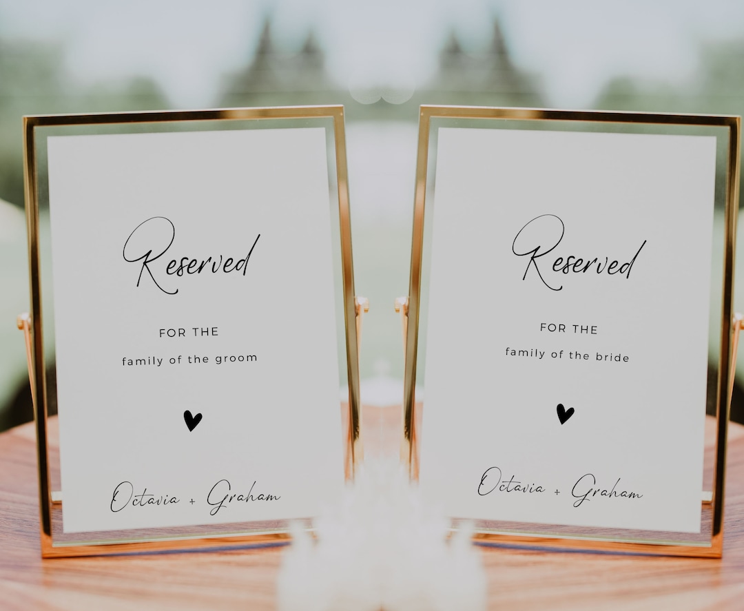 Reserved Sign Wedding, Reserved Table Sign, Modern Minimalist Wedding ...