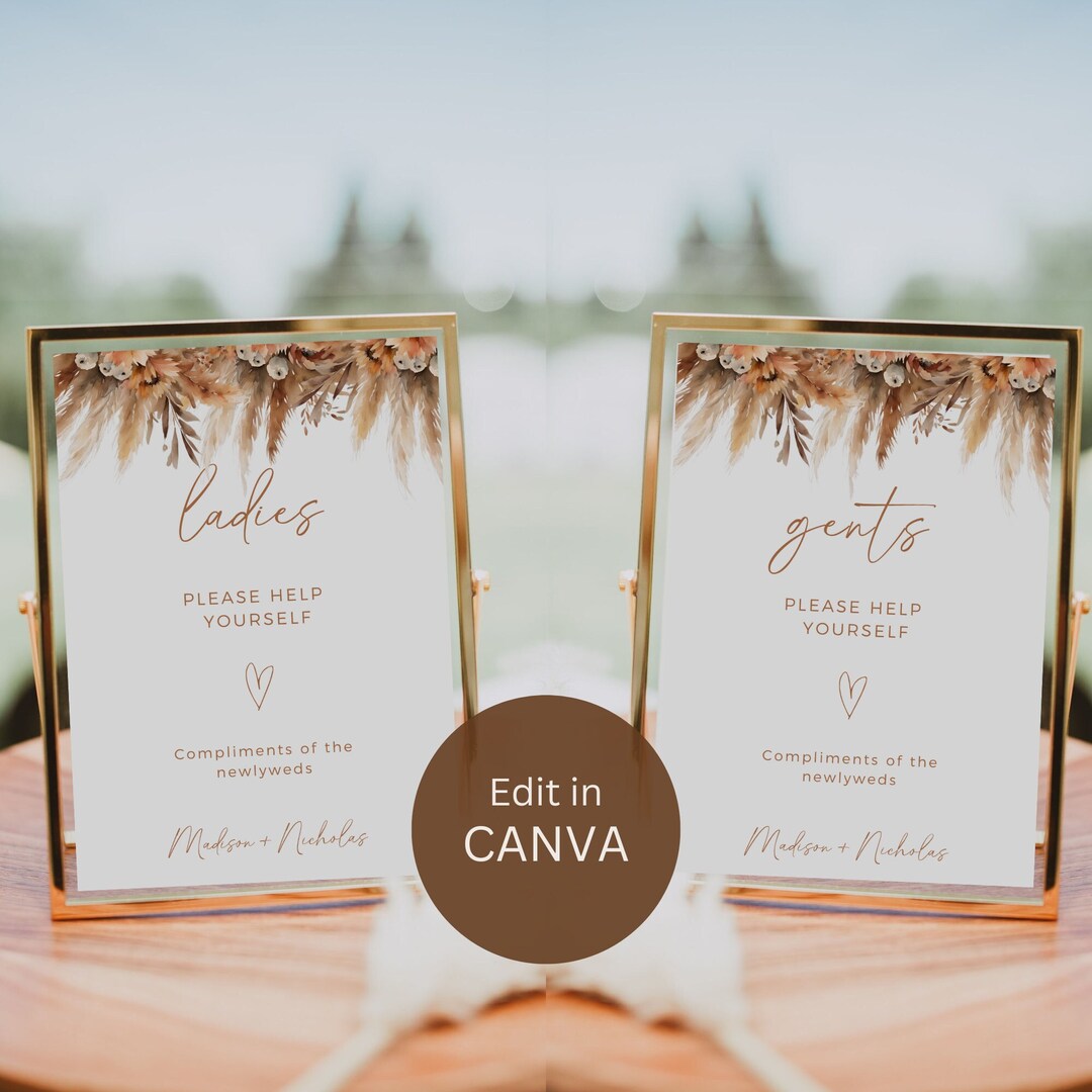 Fall Floral Wedding Bathroom Basket Sign, Reception Decor, Wedding ...