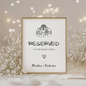 Editable Handwritten Reserved Table Sign, Modern Illustrated Hand Drawn ...