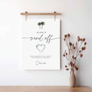 Tropical Palm Tree Wedding Send off Sign, Beach Bubble Send-off, Fully ...