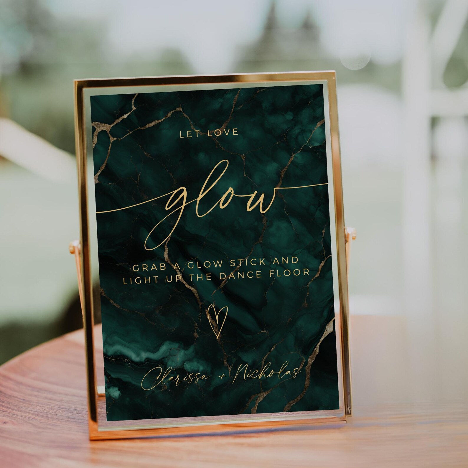 Emerald Green and Gold Let Love Glow Sign, Fully Editable DIY Canva ...