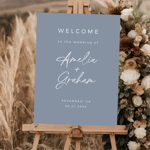 Dusty Blue Wedding Welcome Sign Template, Boho Wedding Sign, Large ...