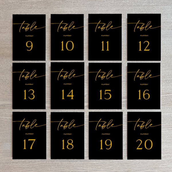 Black and Gold Table Numbers - Etsy