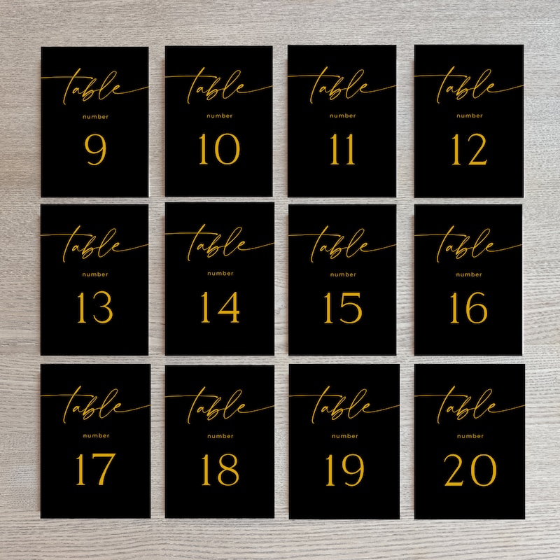 Black and Gold Table Numbers - Etsy