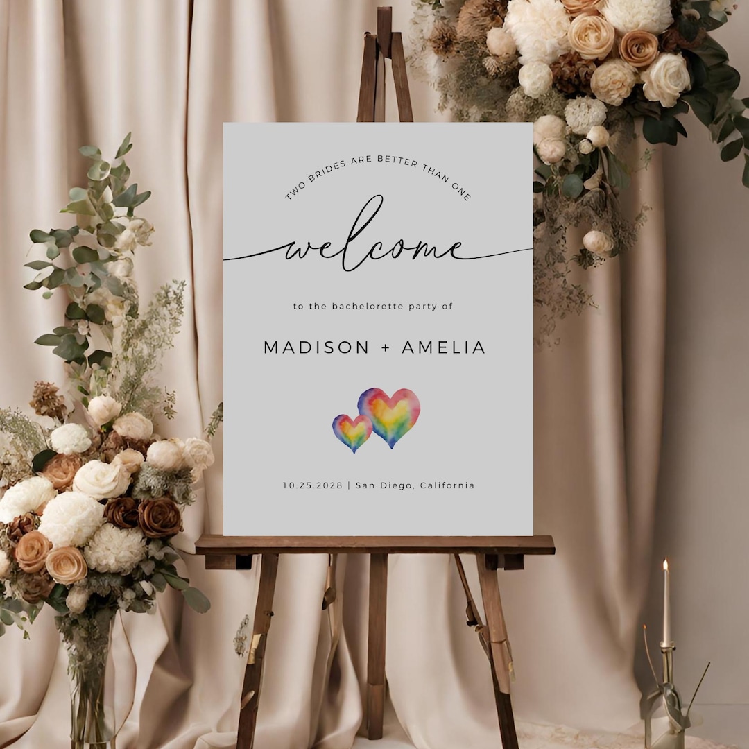 Lesbian Bachelorette Sign, Editable Template, LGBTQ Bachelorette Decor ...
