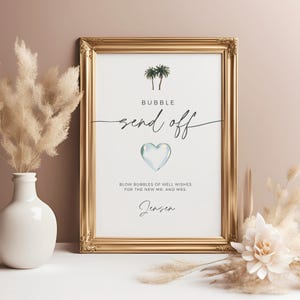 Tropical Palm Tree Wedding Send off Sign, Beach Bubble Send-off, Fully ...