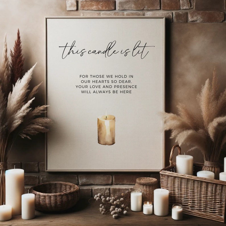 Minimalist Wedding Memorial Candle Sign, Editable Template, in Loving ...