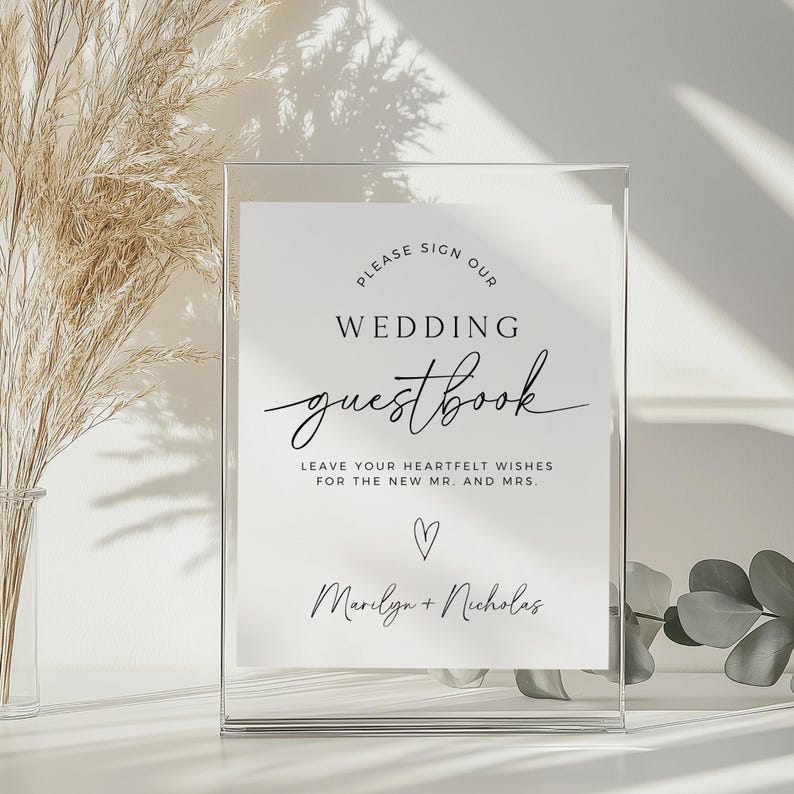 Editable Wedding Guest Book Sign Template, Minimalist Guestbook Table ...