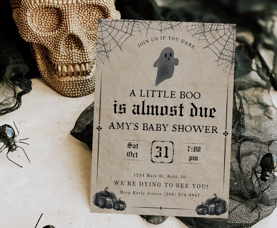 Halloween Baby Shower Invitation, Editable Template, Spooky Baby Shower ...