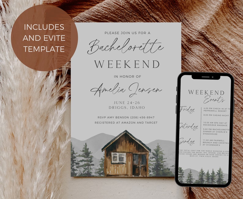 Cabin Bachelorette Weekend Invitation, Camp Bachelorette, Outdoor ...