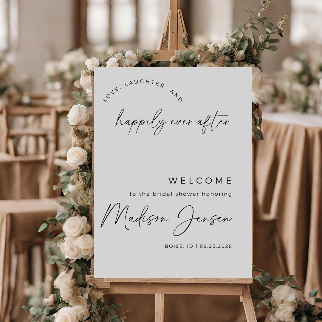 Bridal Shower Welcome Sign, Modern Minimalist, Editable Template ...