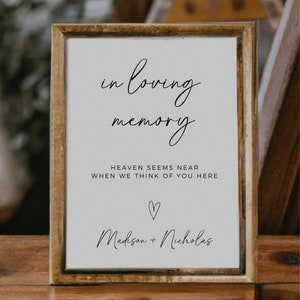 Wedding Memorial Sign, Editable Template, Modern Minimalist, in Loving ...