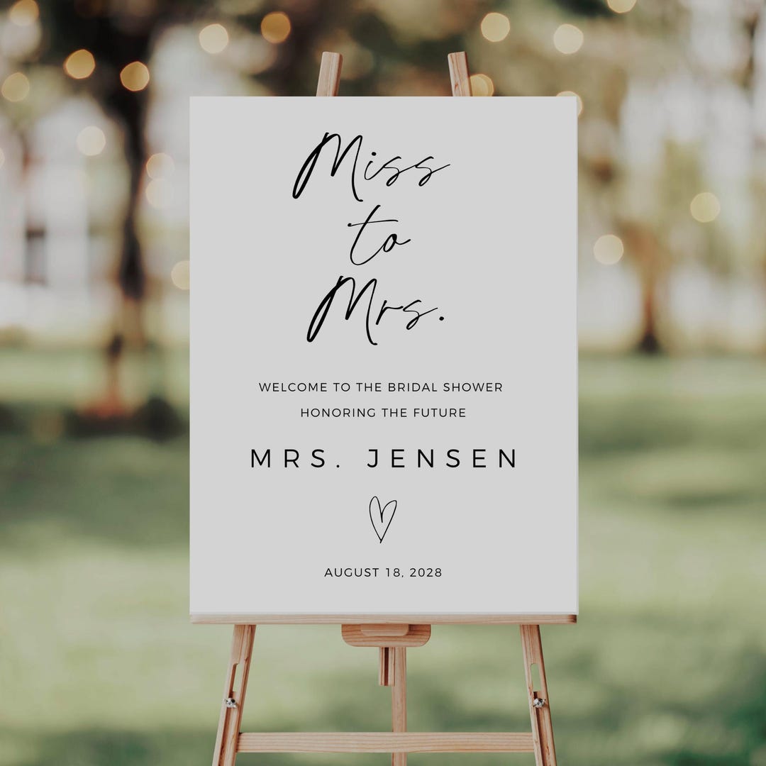 Bridal Shower Welcome Sign Template, Miss to Mrs Sign, Modern ...