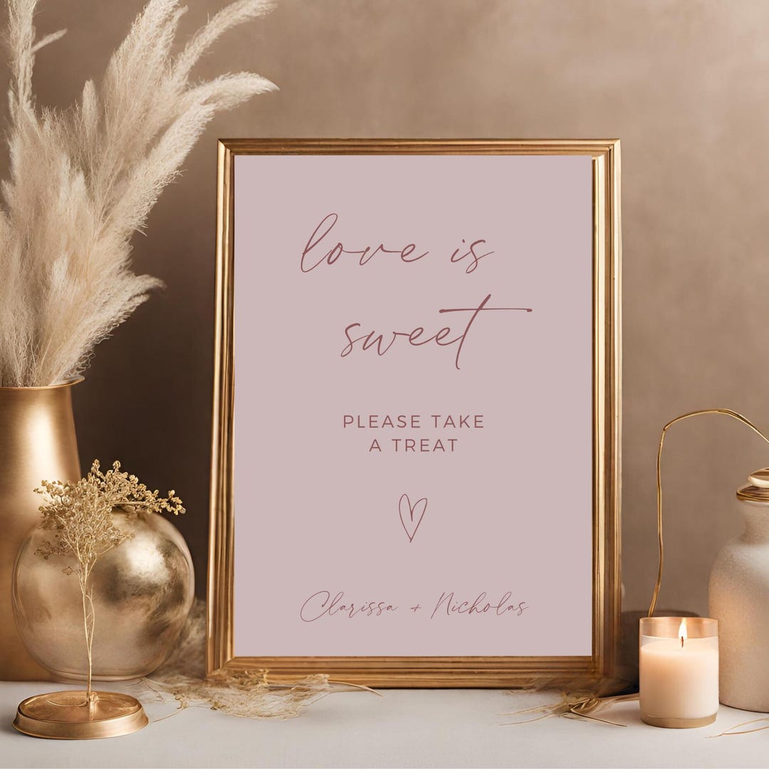 Light Pink Love is Sweet Sign, Dusty Rose Dessert Table Sign, Editable ...
