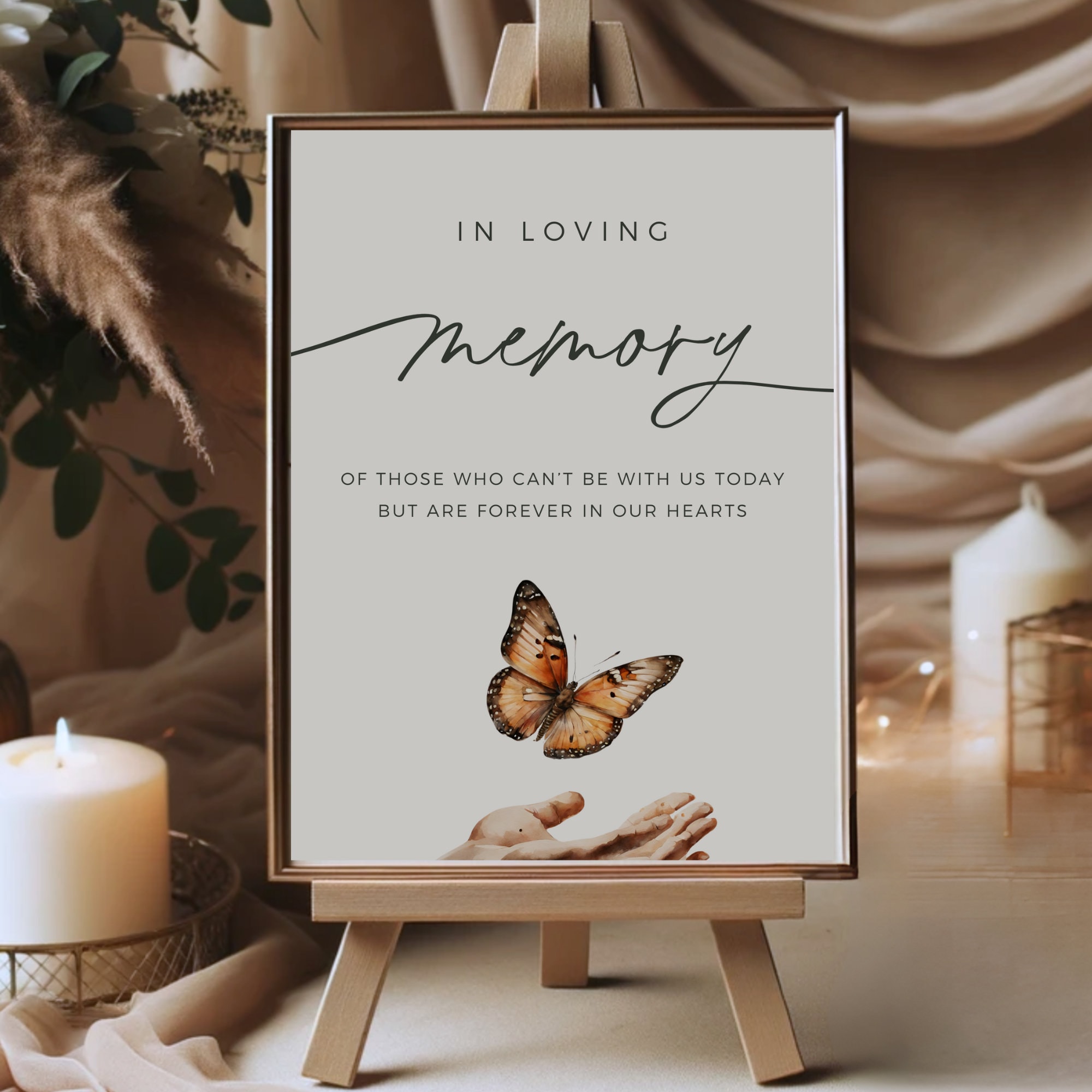 Butterfly Wedding Memorial, Editable Template, in Loving Memory Sign ...