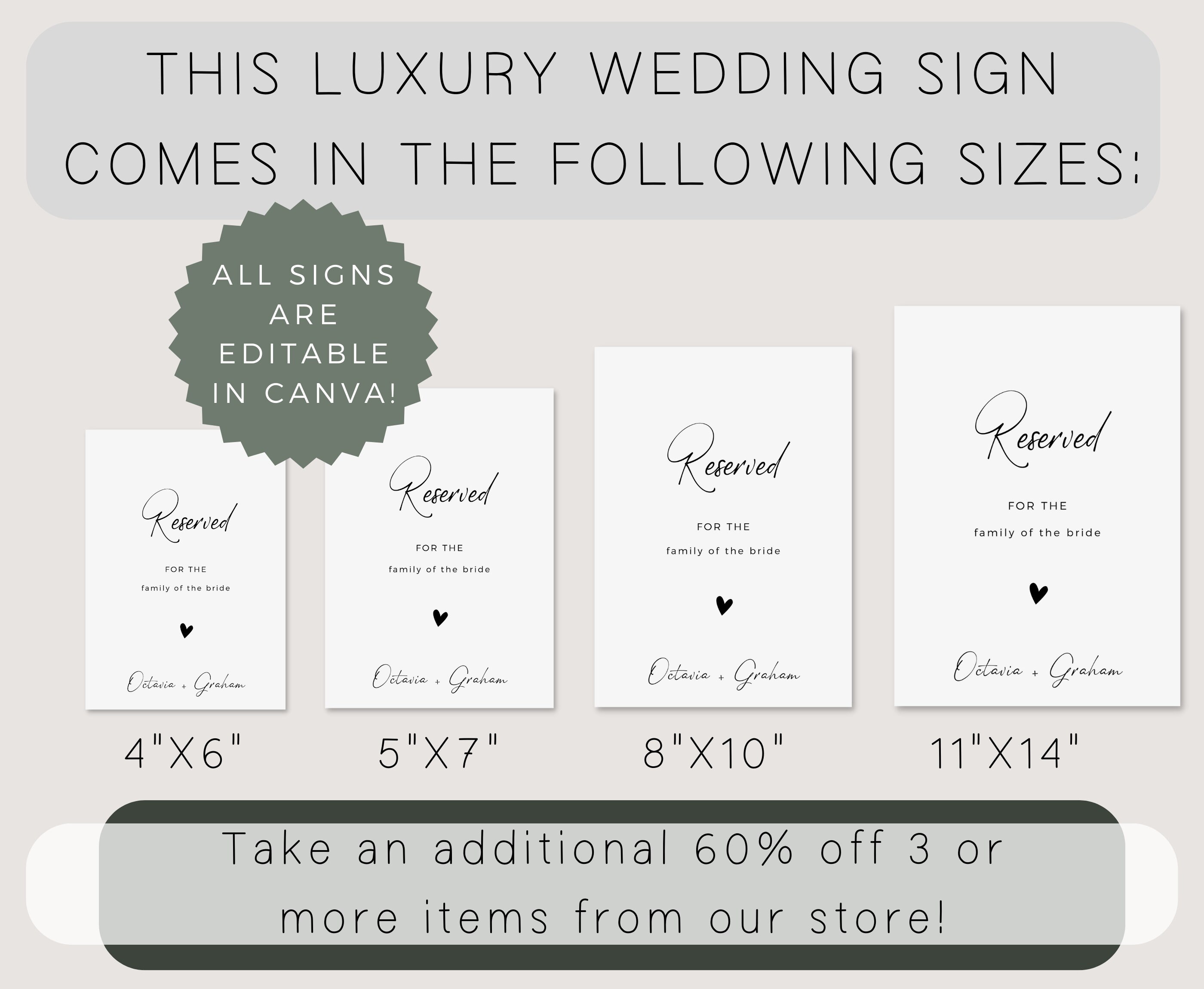 Reserved Sign Wedding, Reserved Table Sign, Modern Minimalist Wedding ...