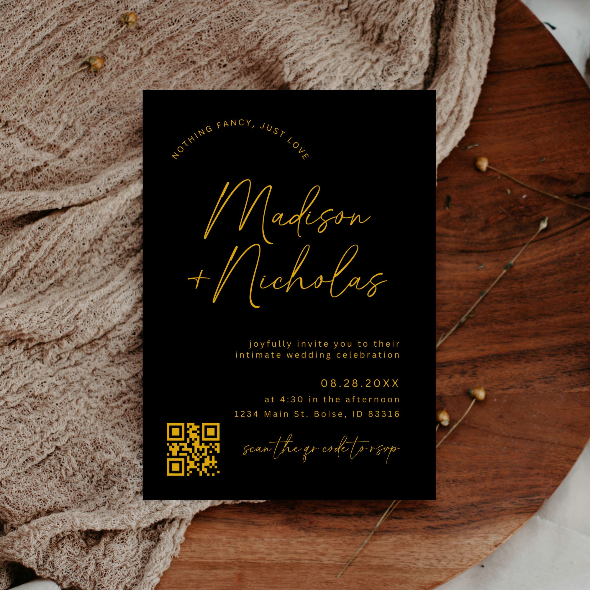Nothing Fancy Just Love Invitation, Black and Gold Courthouse Wedding ...