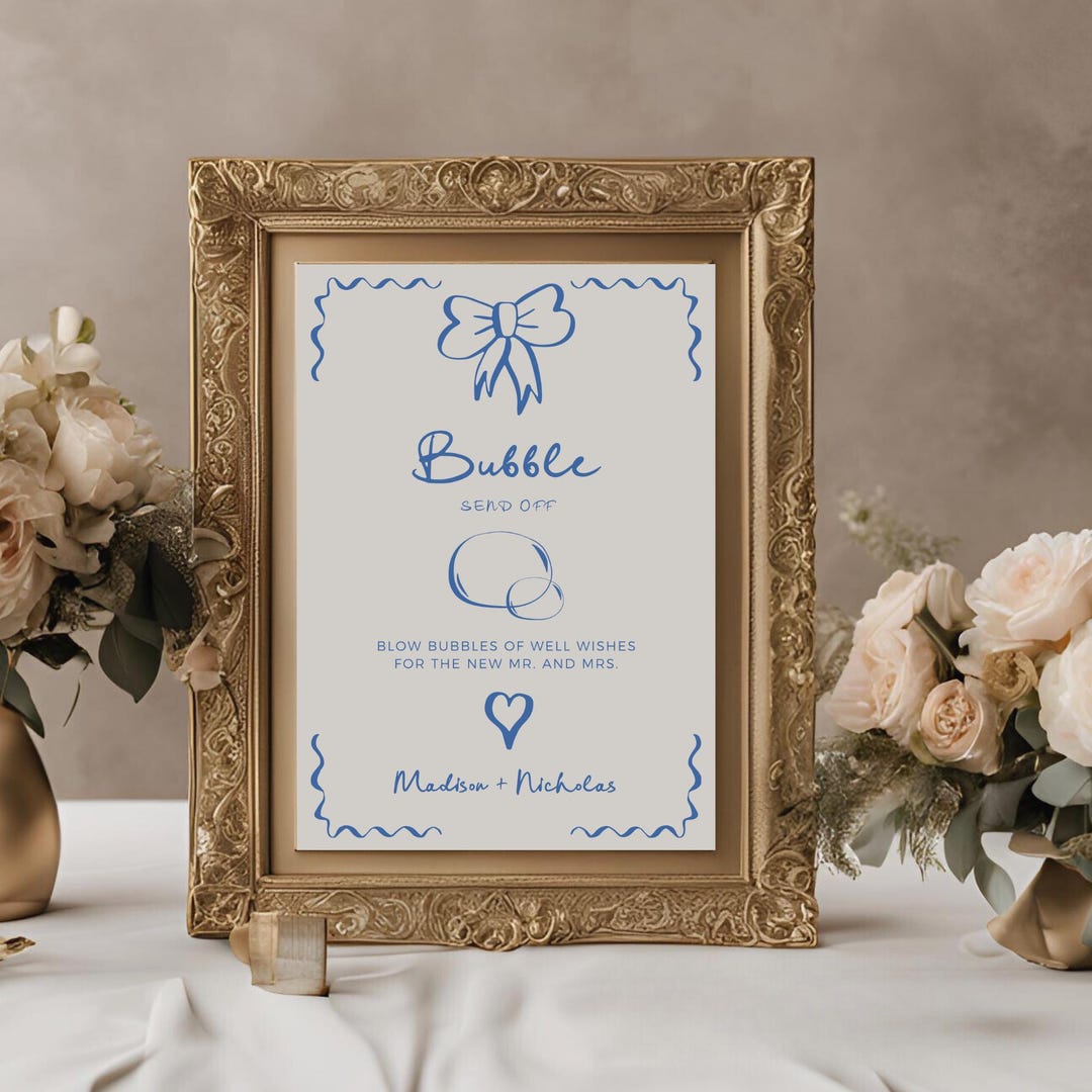 Blue Hand Drawn Bubble Send off Sign, Fully Editable DIY Canva Template ...