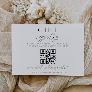 Baby Gift Registry Card With QR Code, Minimalist Baby Shower Registry ...