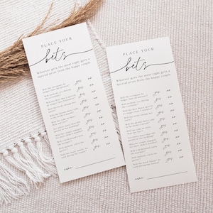 Minimalist Place Your Bets Game, Wedding Reception Game, Fully Editable ...