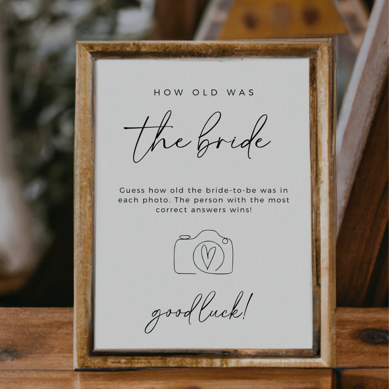 How Old Was the Bride Game, Printable Bridal Shower Game, Guess the Age ...