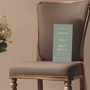 Sage Green Wedding, Wedding Reserved Sign Template, Reserved Tag ...