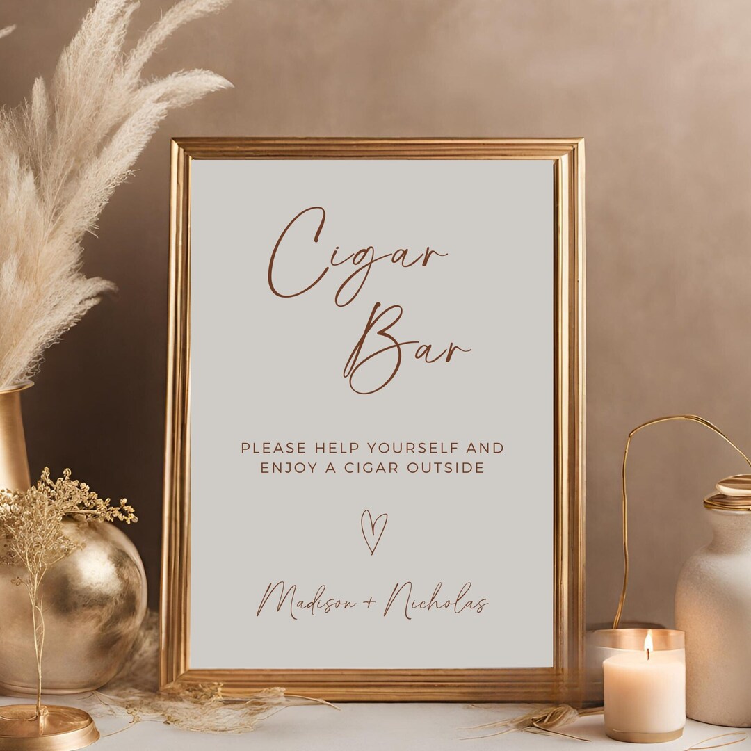 Fall Terracotta Wedding Cigar Bar Sign, Fully Editable Template ...
